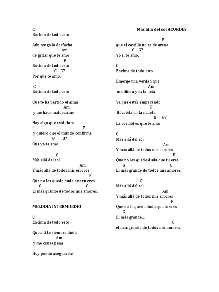 Mas Alla Del Sol JS ACORDES | PDF Mas Alla Del Sol JS ACORDES | PDF