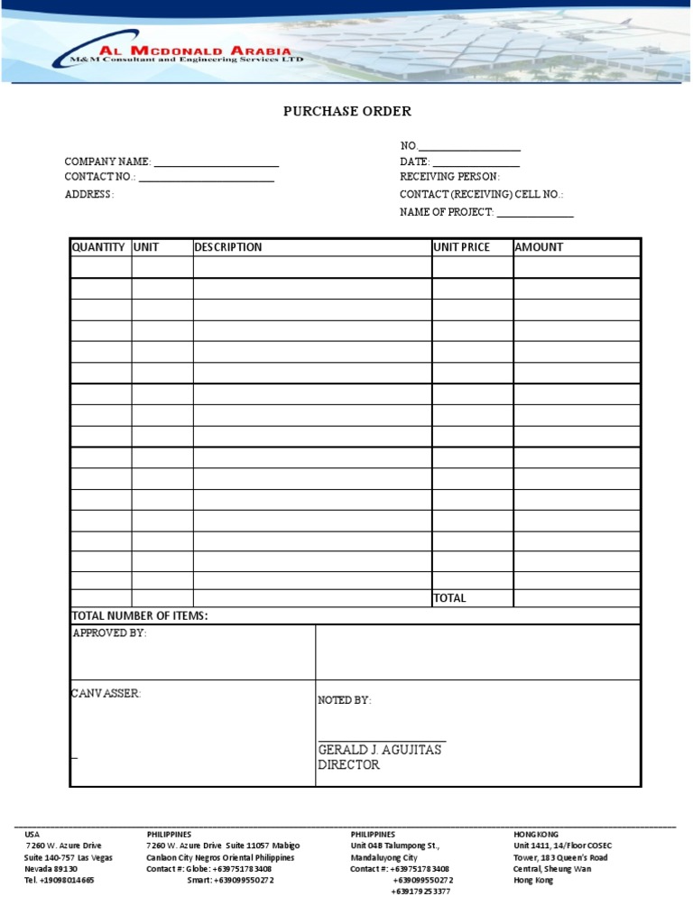Purchase Order Template Philippines | PDF