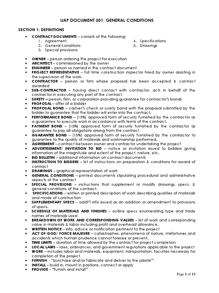 UAP Doc. 301 (General Conditions) | PDF | Specification (Technical ...