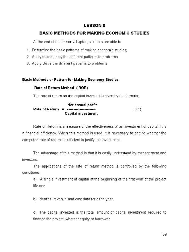 Lesson 8 Basic Methods For Making Economic Studies | PDF | Depreciation ...