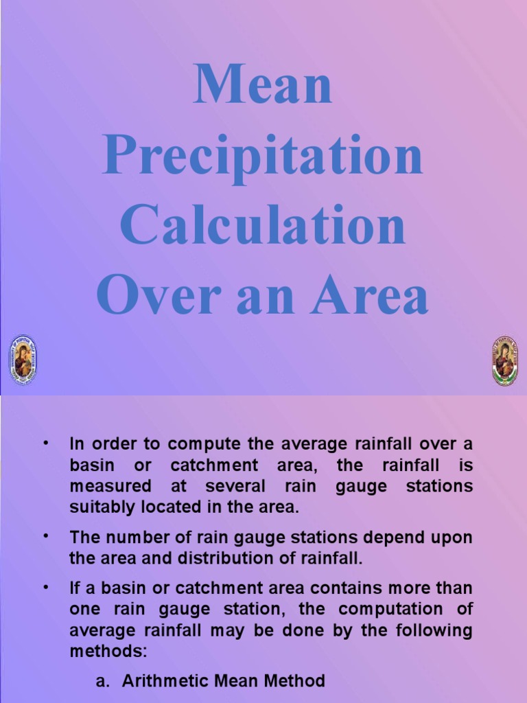 Mean Precipitation Calculation Over An Area | PDF | Drainage Basin | Mean