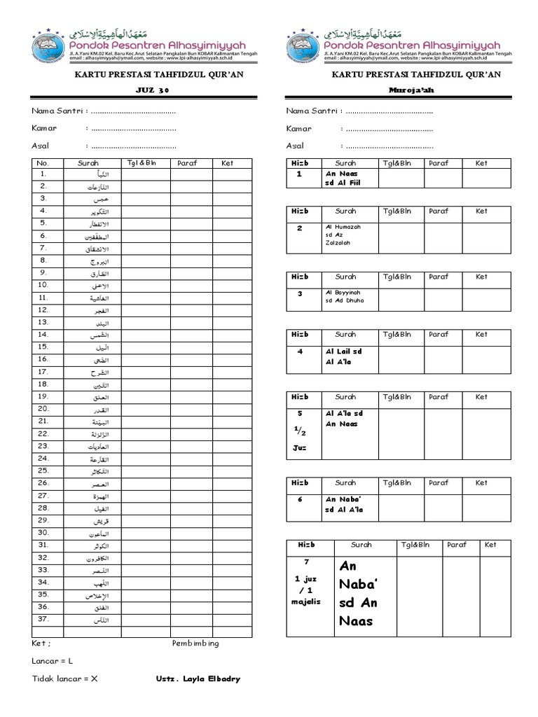 Kartu Tahfidz | PDF