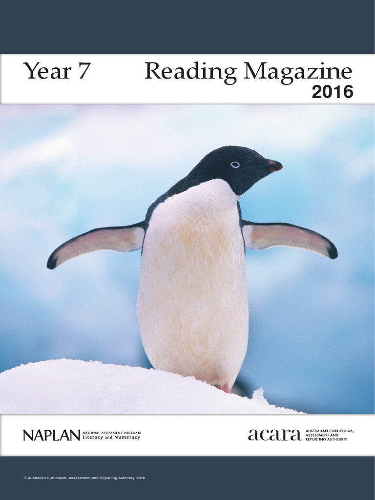 E3 Naplan 2016 Final Test Reading Magazine Year 7 (Redacted Name On ...
