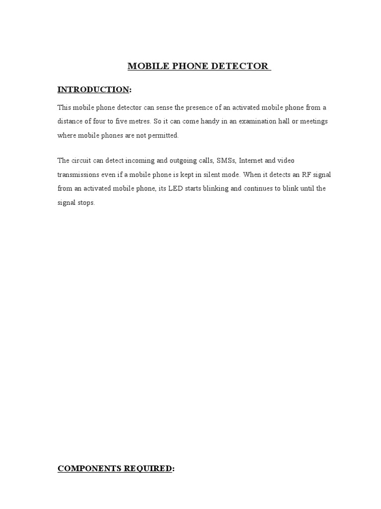 Mobile Detector | PDF | Detector (Radio) | Operational Amplifier