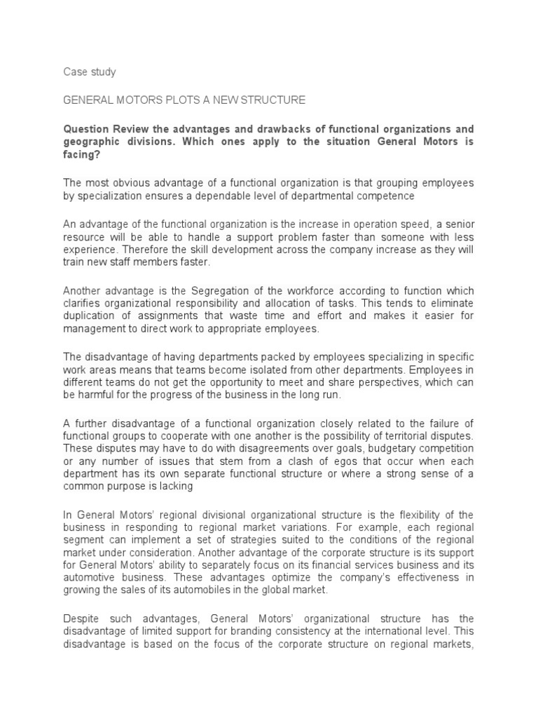 General Motors Case Study | Download Free PDF | Organizational ...