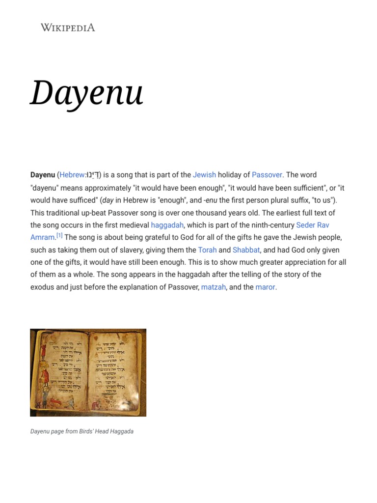 Dayenu | Download Free PDF | Haggadah | Jewish Law And Rituals