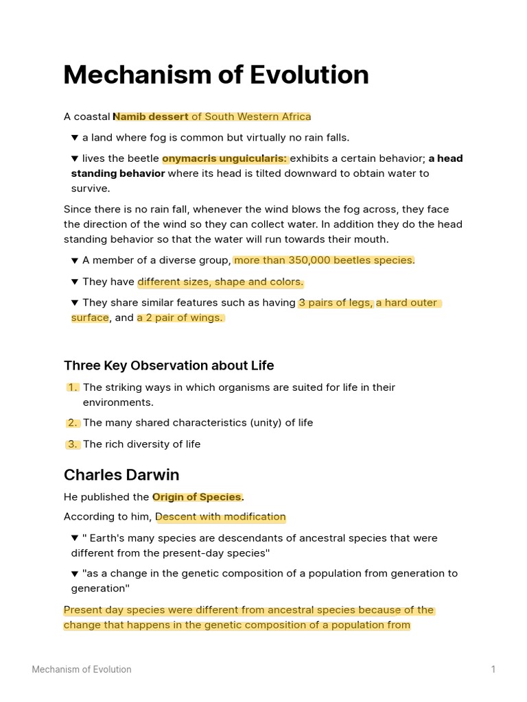 Mechanism of Evolution: Charles Darwin | PDF | Evolution | Gene