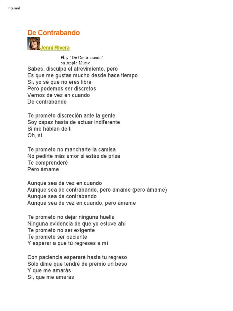 De Contrabando Jeny Rivera | PDF