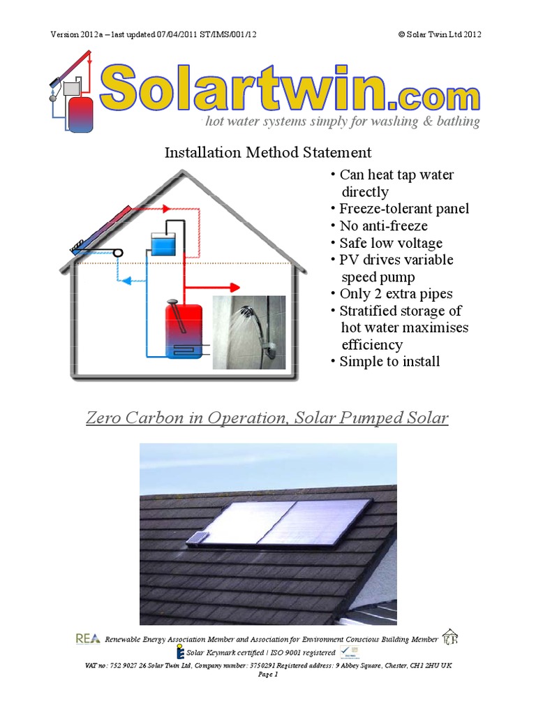 Solartwin Method Statement 090112 | PDF | Solar Power | Solar Energy