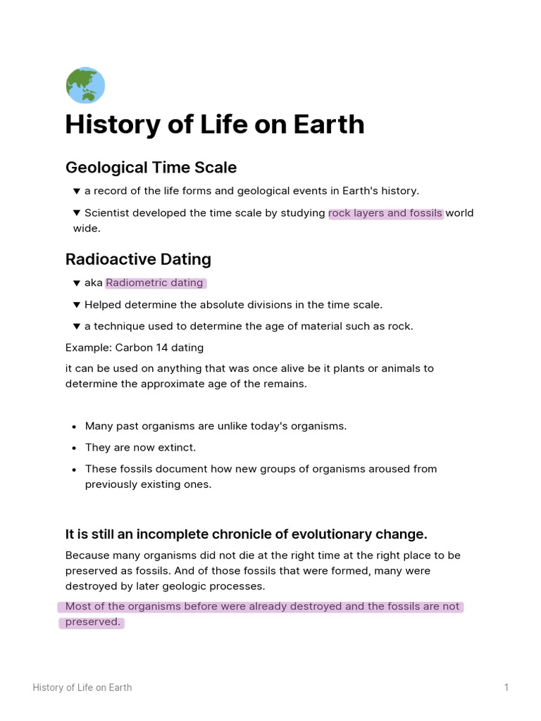 History of Life on Earth Timeline | PDF | Geologic Time Scale | Fossil