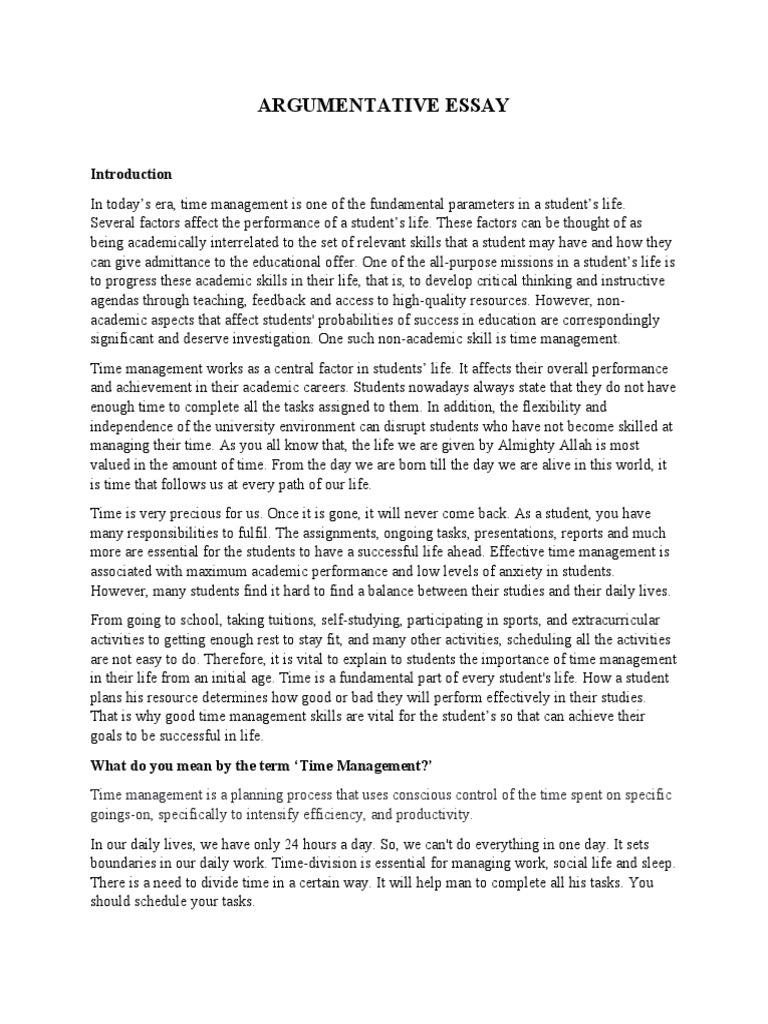 Argumentative Essay | Download Free PDF | Professional Skills | Time ...