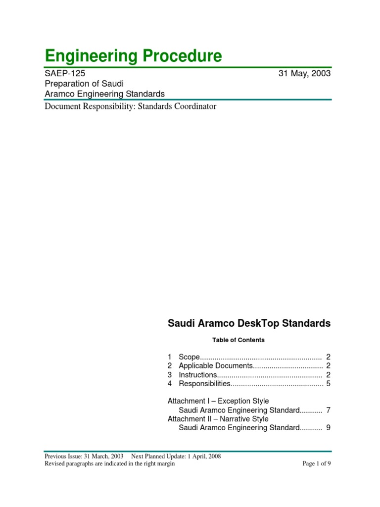 Preparing Saudi Aramco Engineering Standards | PDF | Specification ...