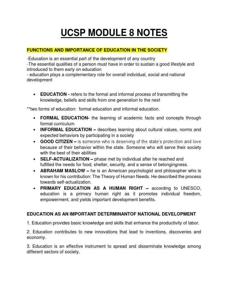 Ucsp Module 8 Notes | PDF
