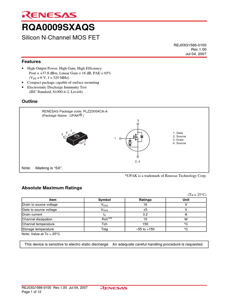 RQA0009SXAQS: Silicon N-Channel MOS FET | PDF | Field Effect Transistor ...