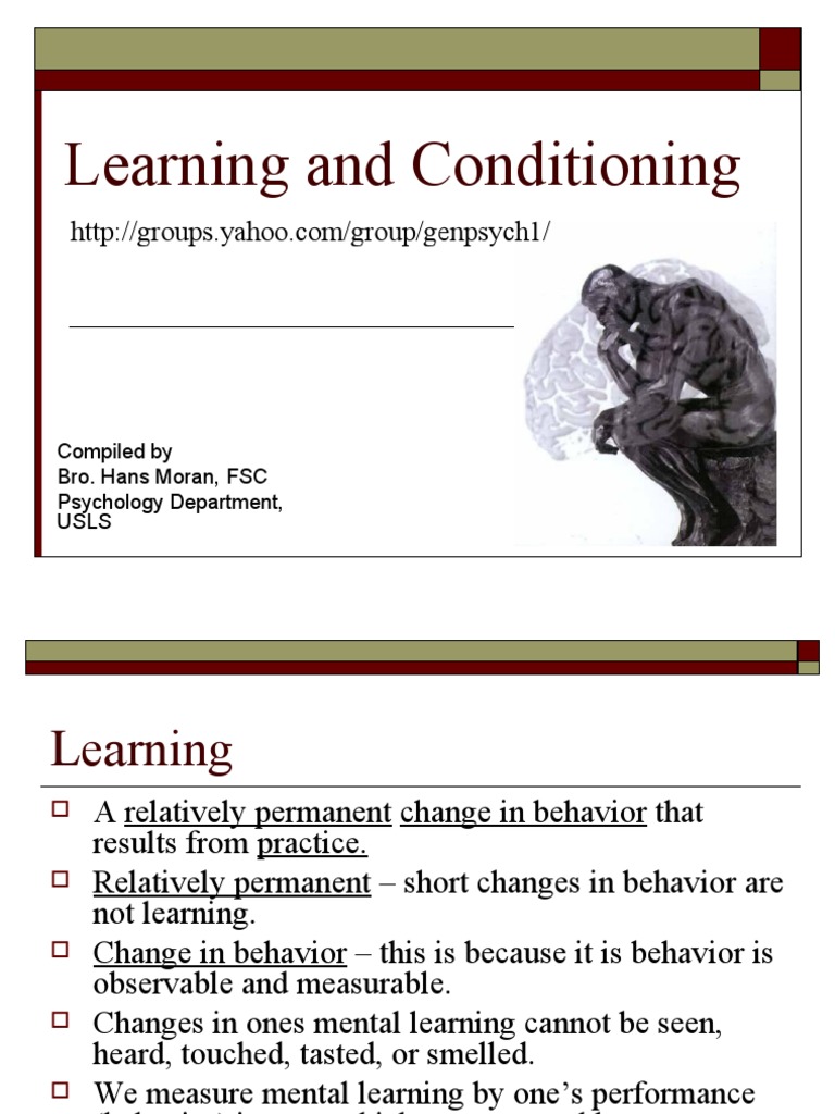 Learning and Conditioning Guide | PDF | Classical Conditioning ...