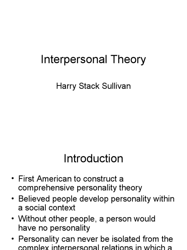 Interpersonal Theory: Harry Stack Sullivan | PDF | Psychotherapy ...