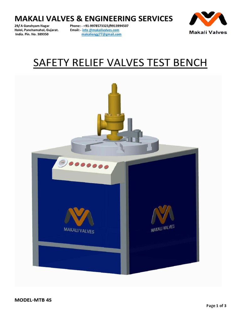 Safety Relief Valves Test Bench: Makali Valves & Engineering Services ...