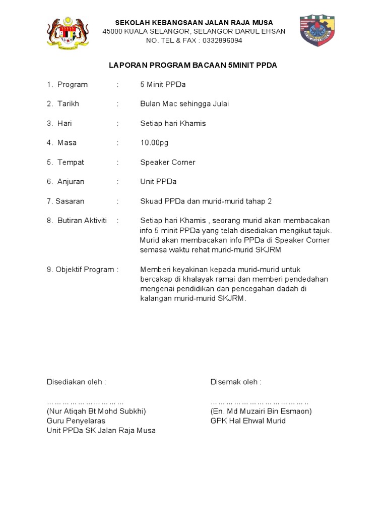 Laporan Program Bacaan 5minit Ppda | PDF