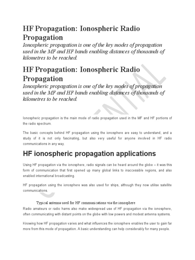 HF Propagation: Ionospheric Radio Propagation | PDF | Radio Propagation ...
