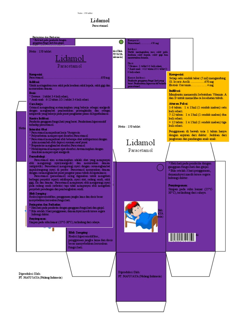 Brosur Paracetamol Lidamol 150 Tablet | PDF