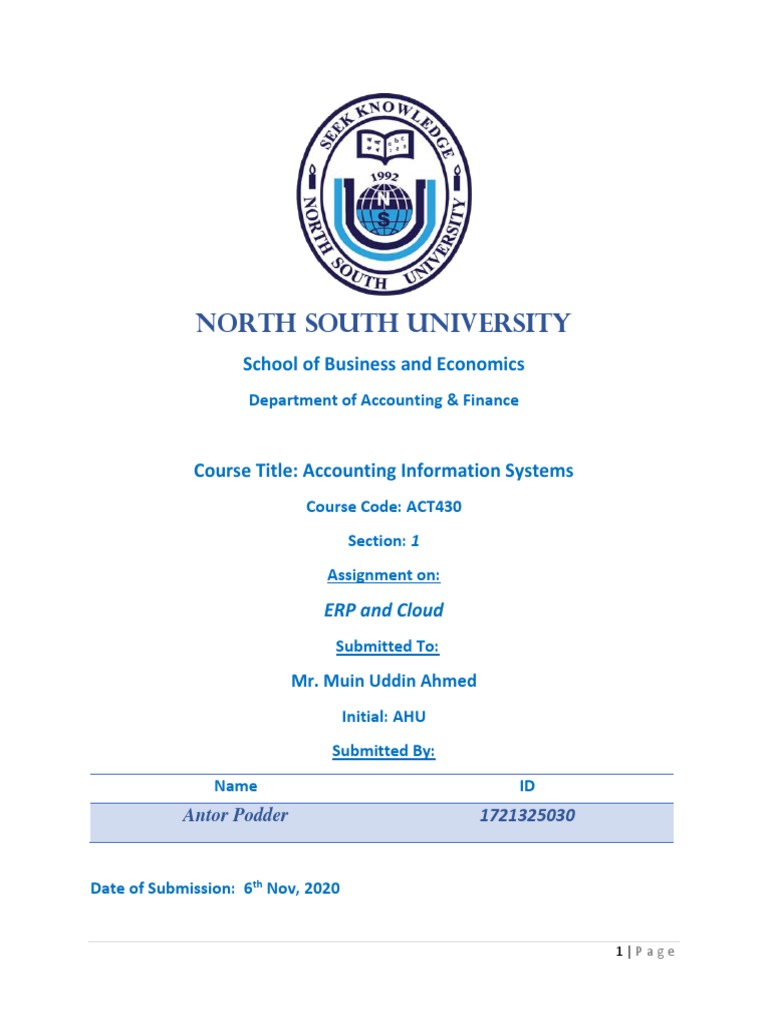 ACT430 Assignment On ERP & Cloud | PDF | Cloud Computing | Enterprise Resource Planning