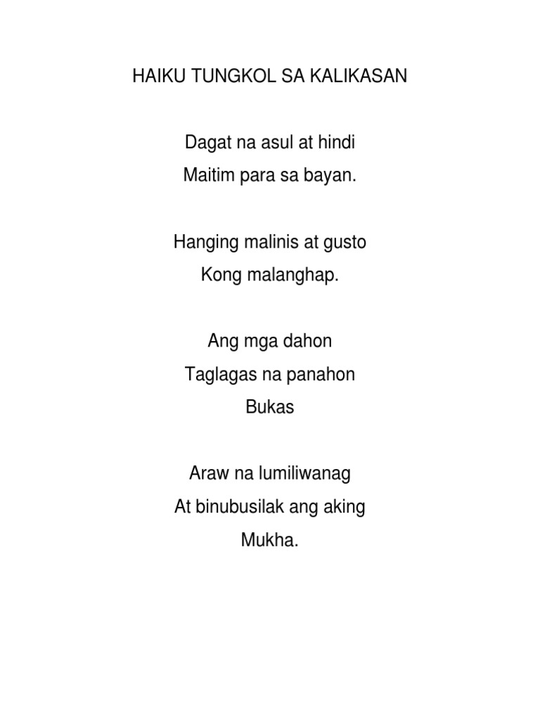Haiku Tungkol Sa Kalikasan | PDF
