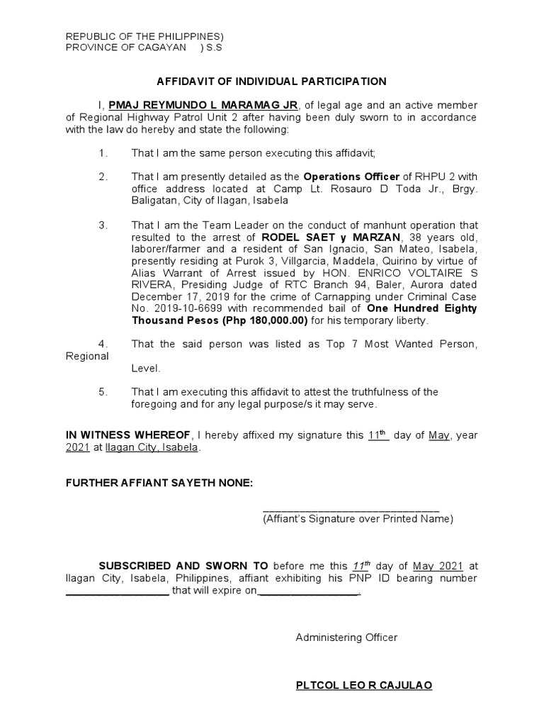 Affidavit of Part Marzanm | PDF | Affidavit | Arrest Warrant