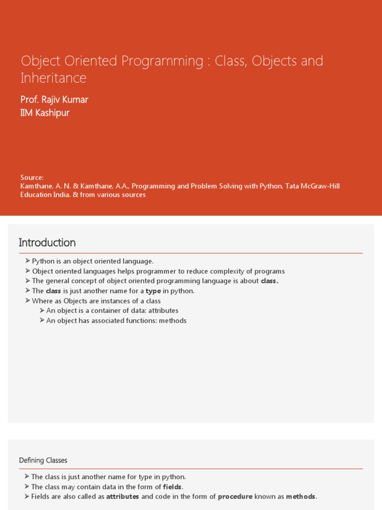 Session 11, Ch10-Object Oriented Programming | PDF | Method (Computer Programming) | Class ...