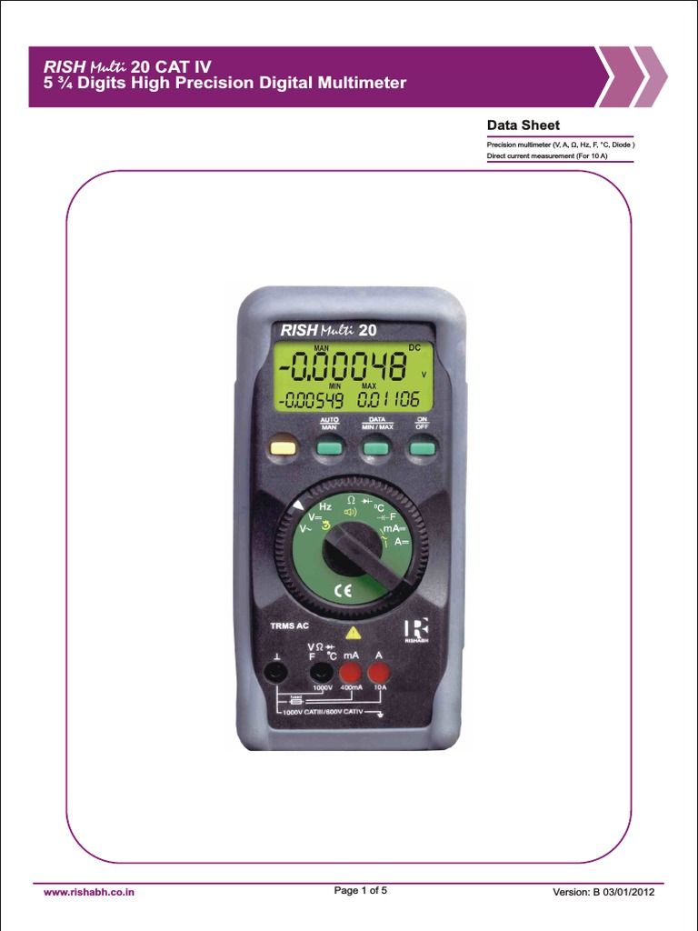 RISH Multi 20 High Precision Multimeter | PDF | Electrical Engineering ...