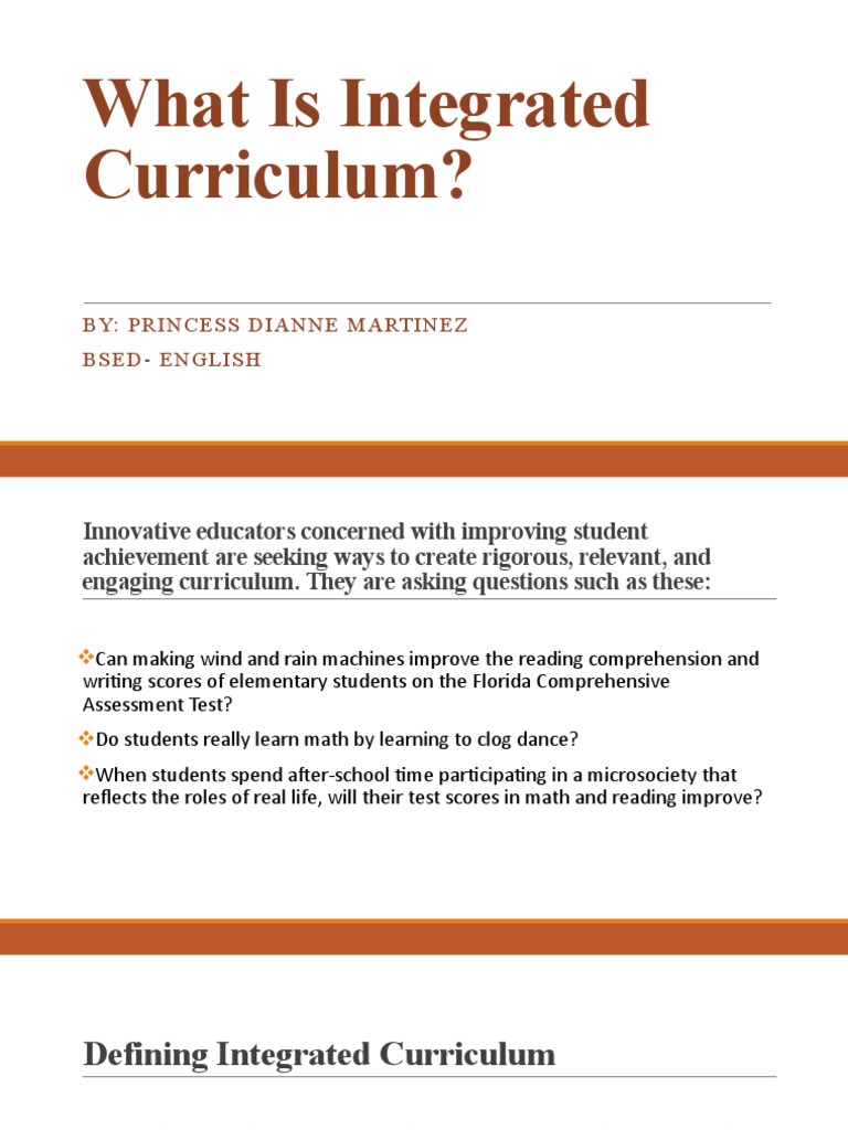 Understanding Integrated Curriculum | PDF | Curriculum | Project Based ...