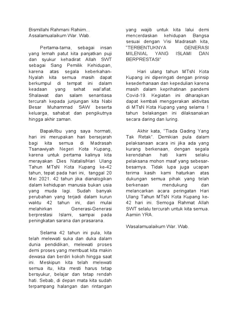 Sambutan Dies Natalis | PDF