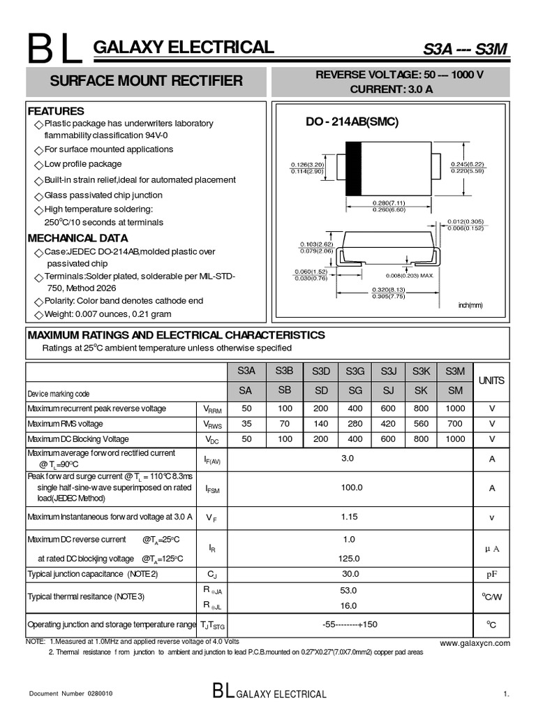 Galaxy Electrical: Surface Mount Rectifier | PDF | Rectifier | Capacitor