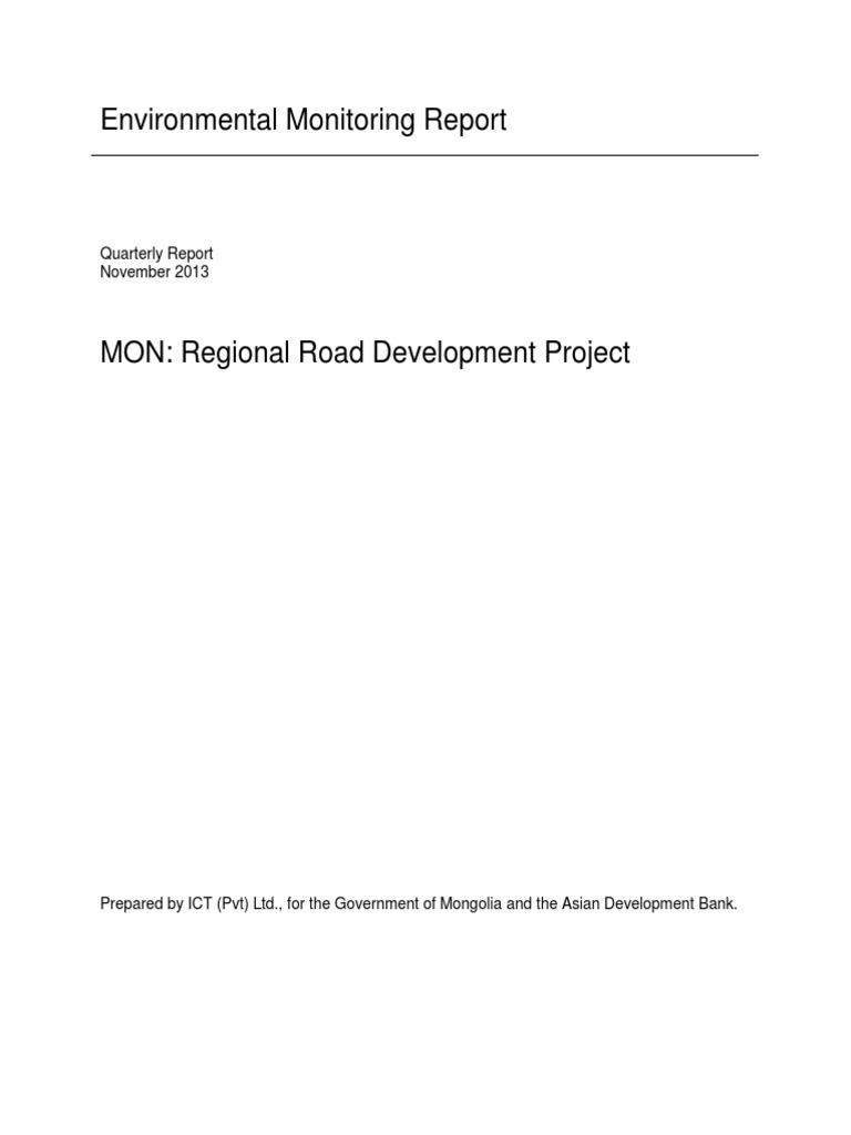 Environmental Monitoring Report | PDF | Road | Environmental Impact ...