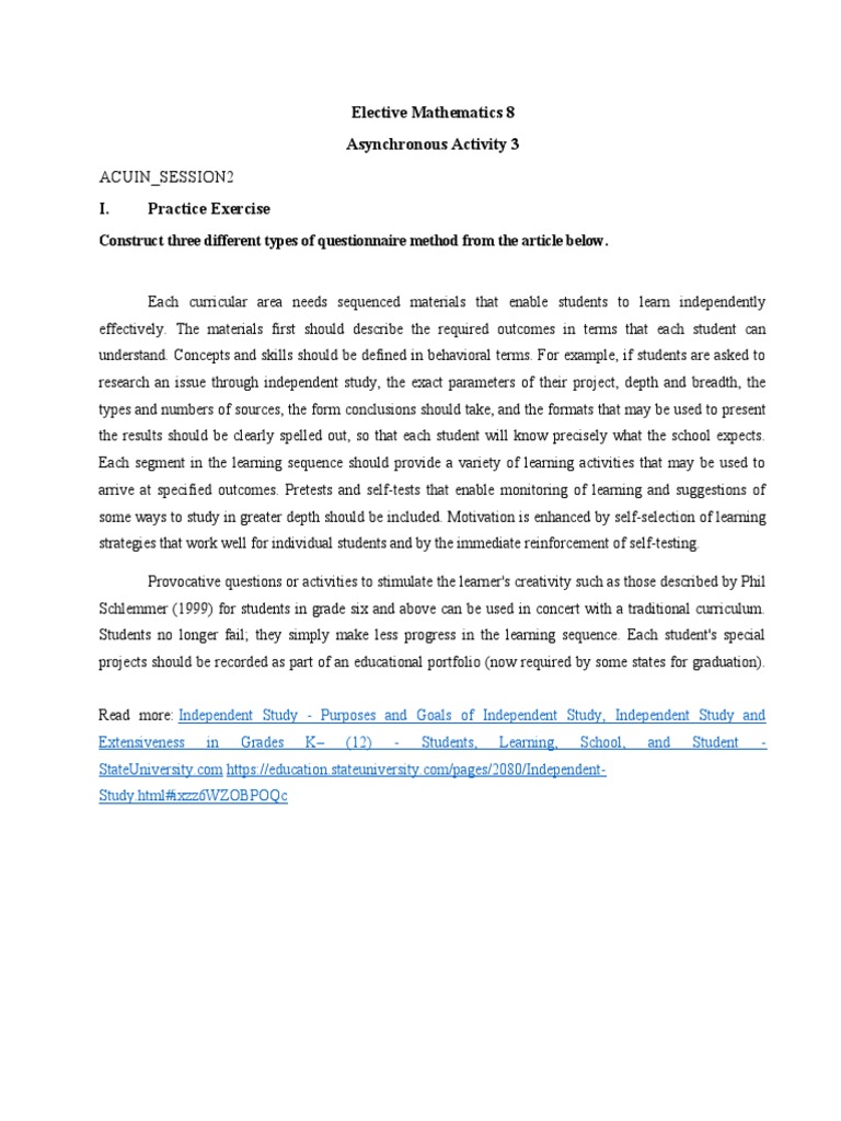 Week 1 Asynchronous 3 Emath8 Pdf Learning Curriculum 
