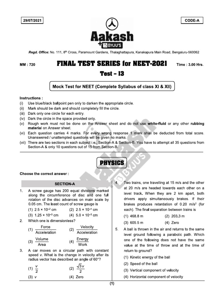 FTS 13 - (Code A) - 29 07 2021 | PDF