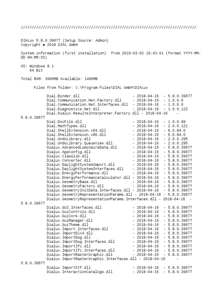 DIALux Setup Information | PDF | Graphical User Interfaces | Computer Science