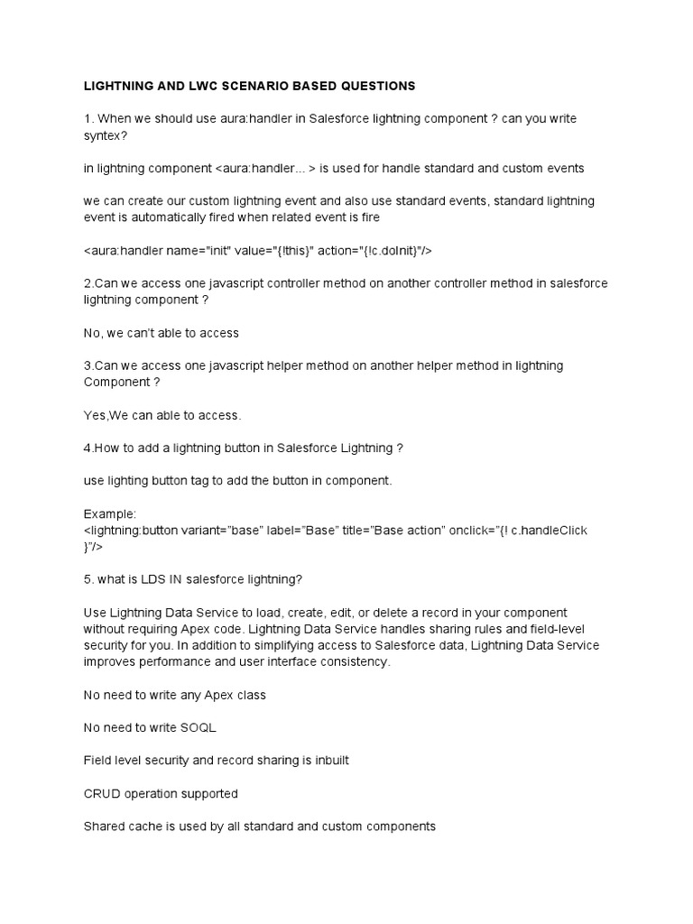 Scenario Based - LWC and Lightning - Interview | PDF | Callback (Computer Programming) | Software