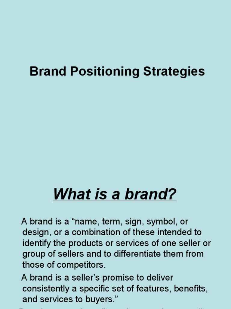 Brand Positioning Strategies Guide | PDF | Brand | Sales