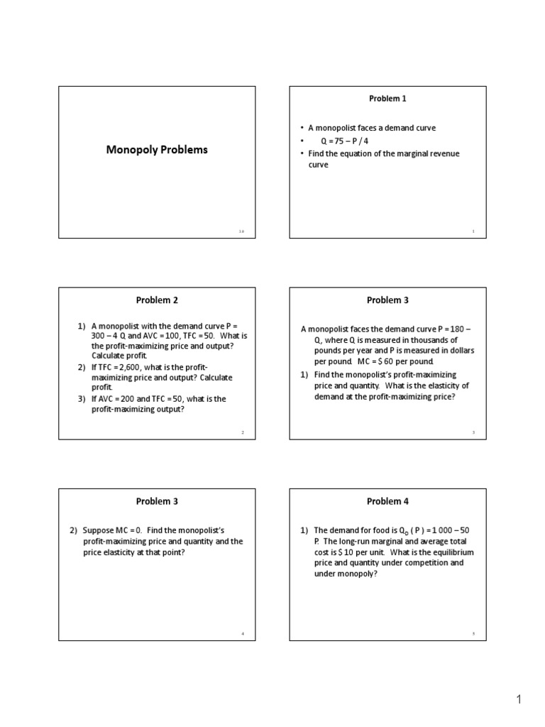 Monopoly Problems: Problem 2 Problem 3 | PDF | Monopoly | Demand