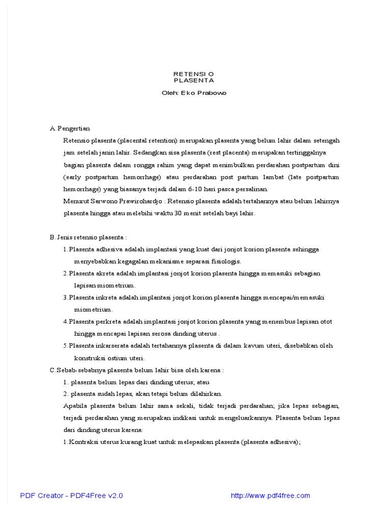 PDF Retensio Sisa Plasenta DD | PDF