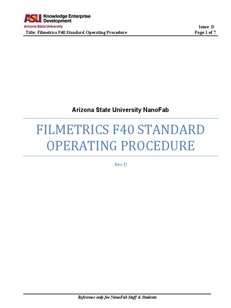 Filmetrics F40 SOP for NanoFab Users | PDF | Wafer (Electronics ...