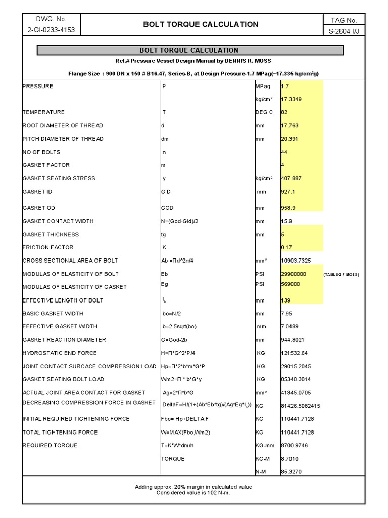 BOLT TORQUE CALCULATION pcc1 | PDF | Screw | Industrial Processes
