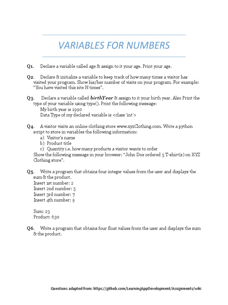 2 +Variables+for+Numbers | PDF