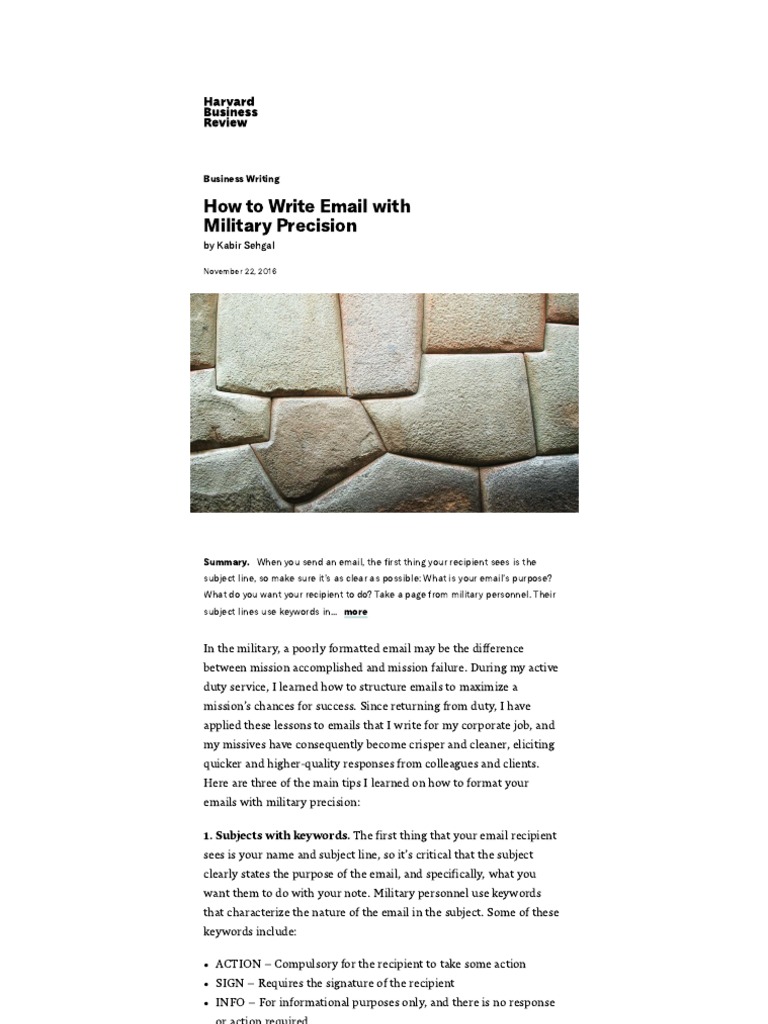How To Write Email With Military Precision | PDF | Communication ...