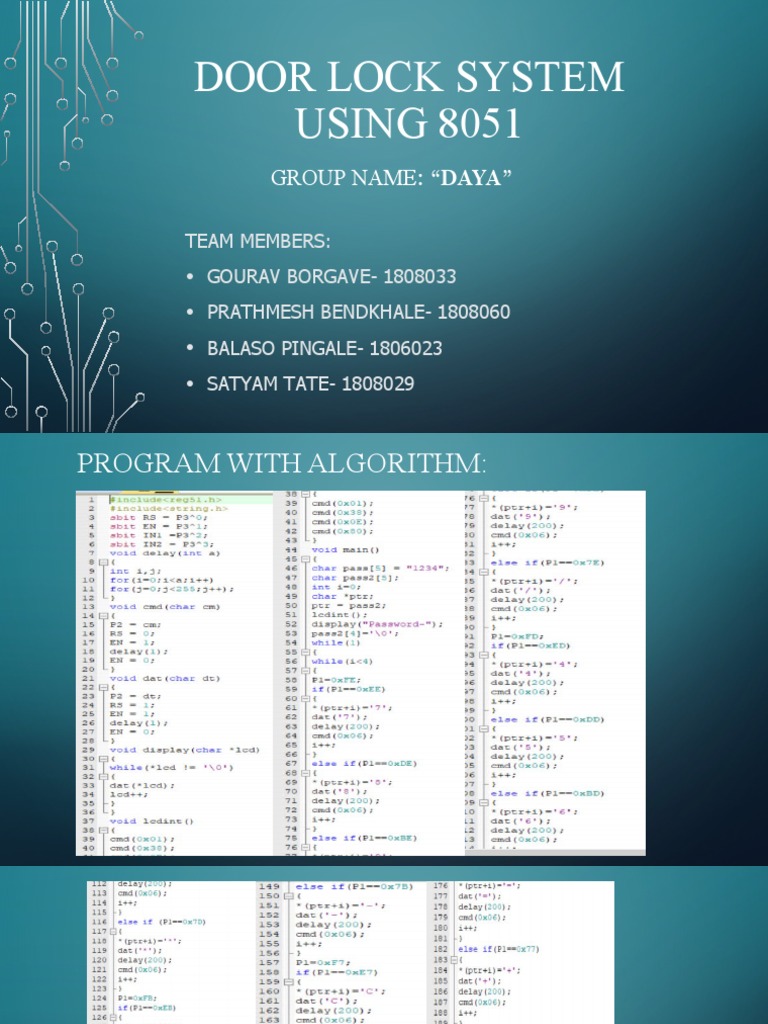 Door Lock System Using 8051 | PDF | Computers