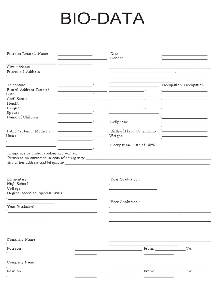 Biodata PH - 0000 | PDF | Government And Personhood