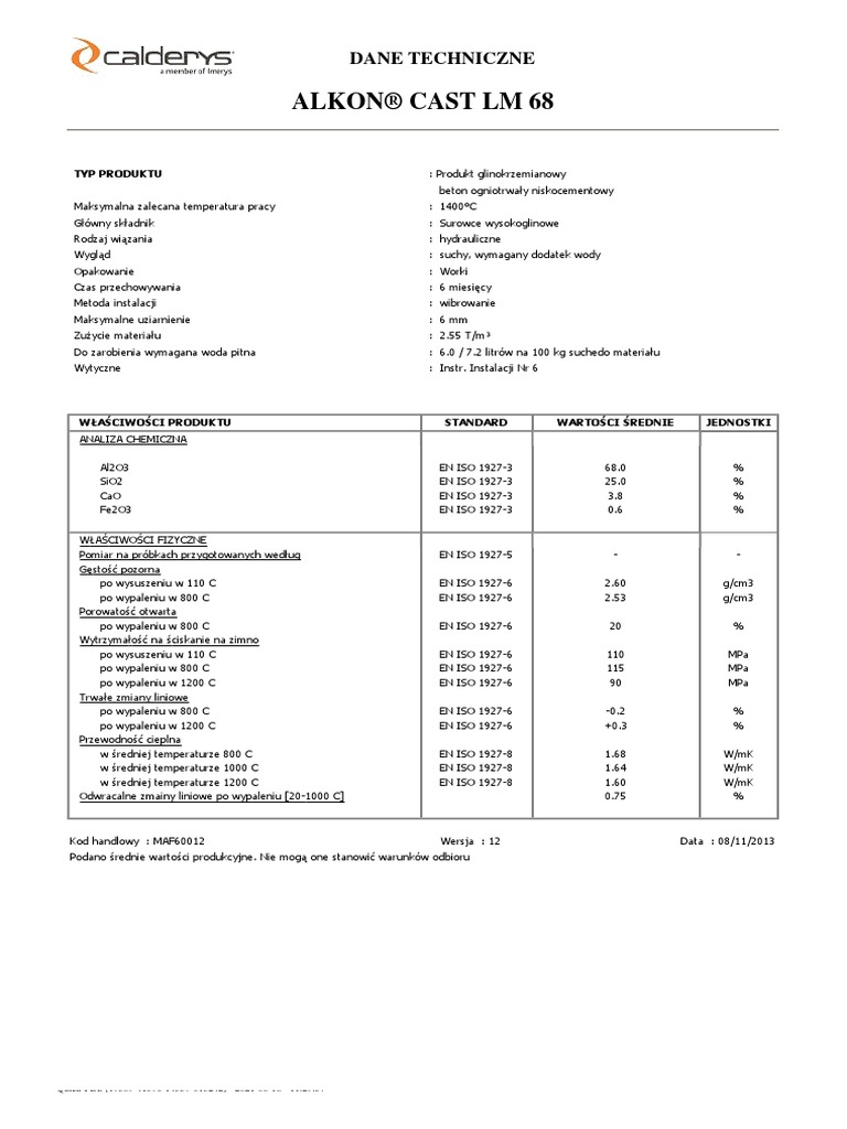 Alkon Cast LM 68 | PDF