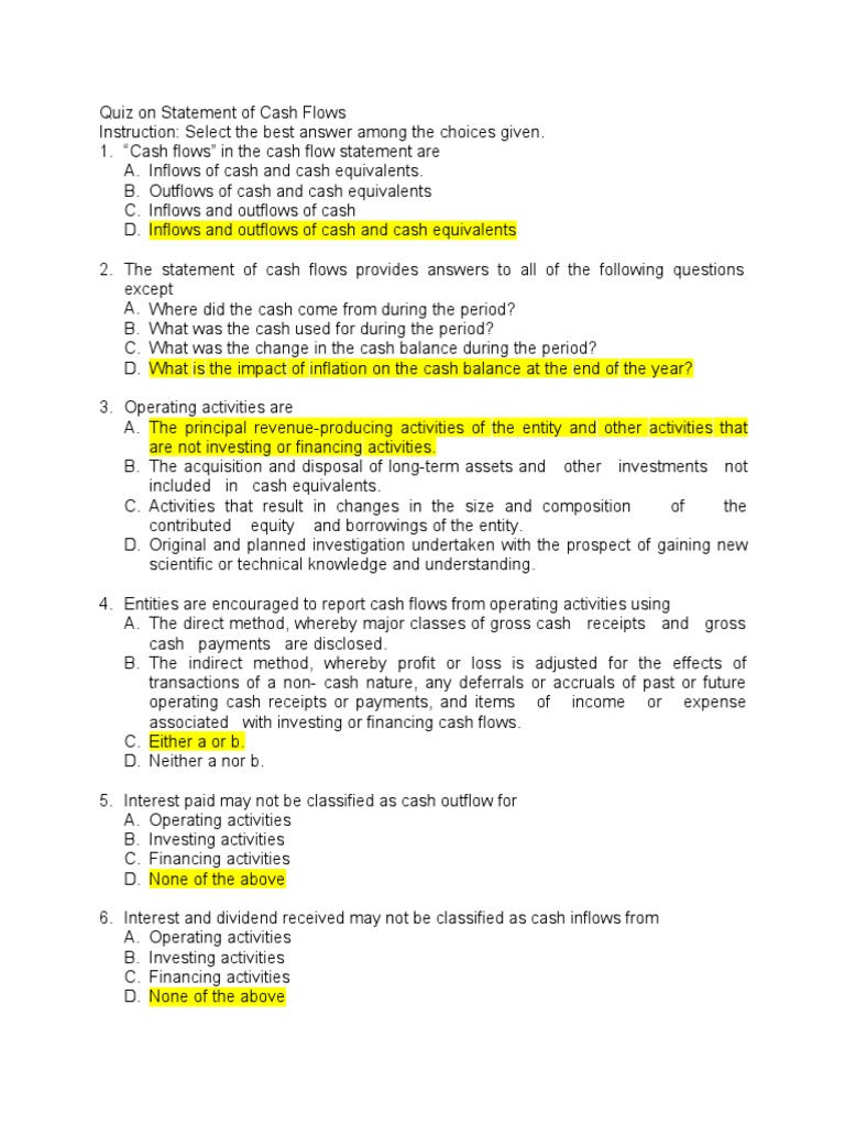 SCF Answer | PDF | Cash Flow Statement | Accounting