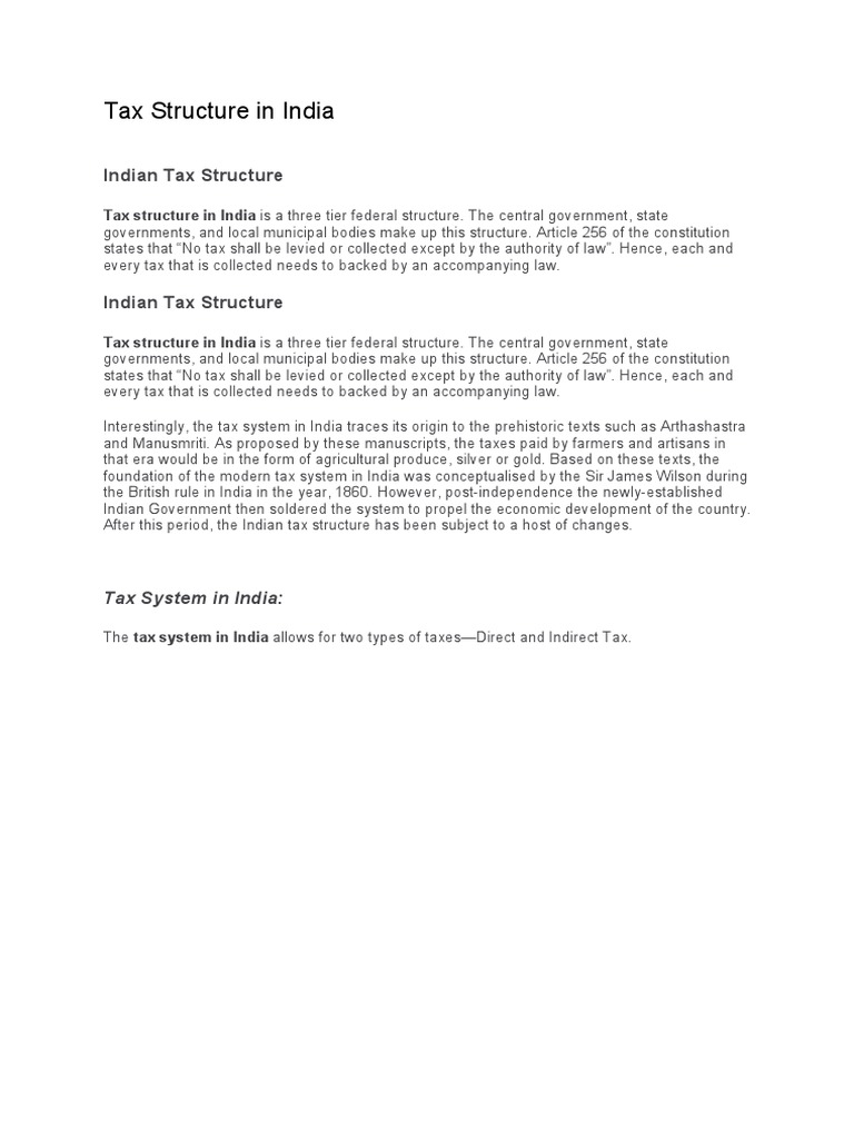 India's Tax System Overview | PDF | Taxes | Taxation