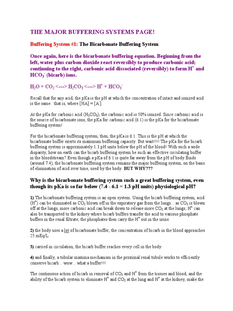 Buffering Systems Major Urinary | PDF | Bicarbonate | Kidney